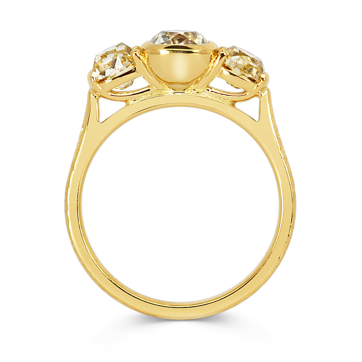 Fancy Hera Old-Cut Diamond Trilogy Engagement Ring - Lebrusan Studio