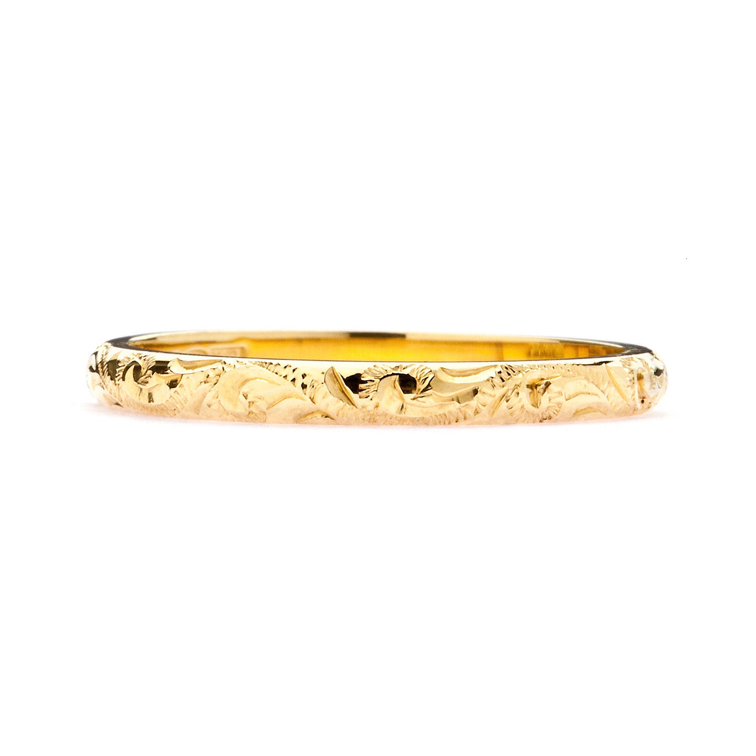 Vine Engraved Ethical Gold Wedding Ring - Lebrusan Studio